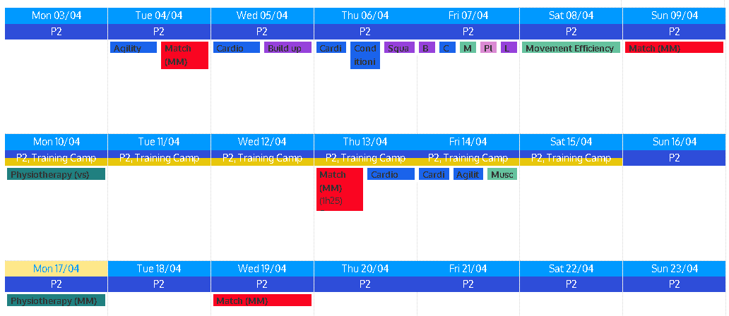 periodized schedules and calendar | Athlete Monitoring software ...